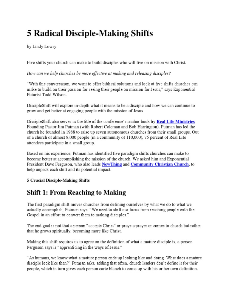 5 Radical Disciple Making Shifts-Lindy Lowry | PDF | Disciple ...