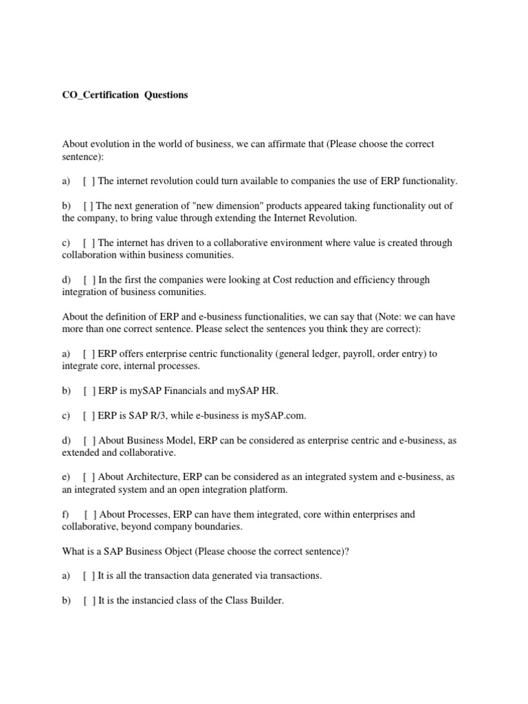 CO Questions | PDF | Enterprise Resource Planning | Debits And Credits