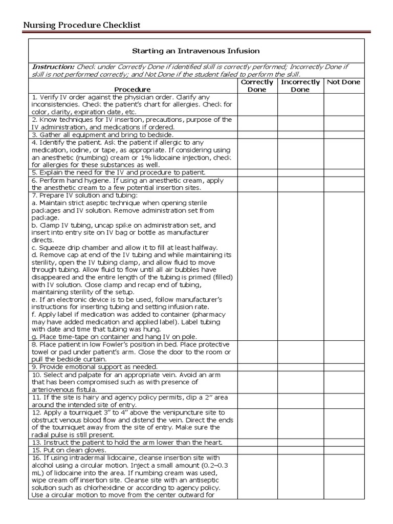 Starting An Intravenous Infusion | PDF | Intravenous Therapy | Medicine