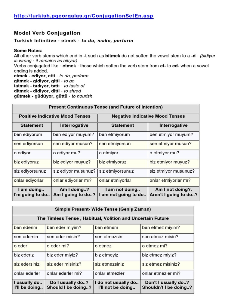Turkish Verb | PDF