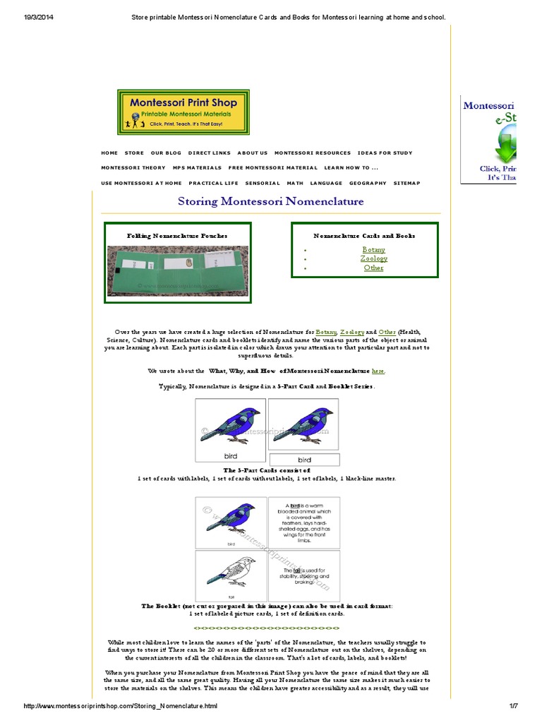 Store Printable Montessori Nomenclature Cards and Books For Montessori ...