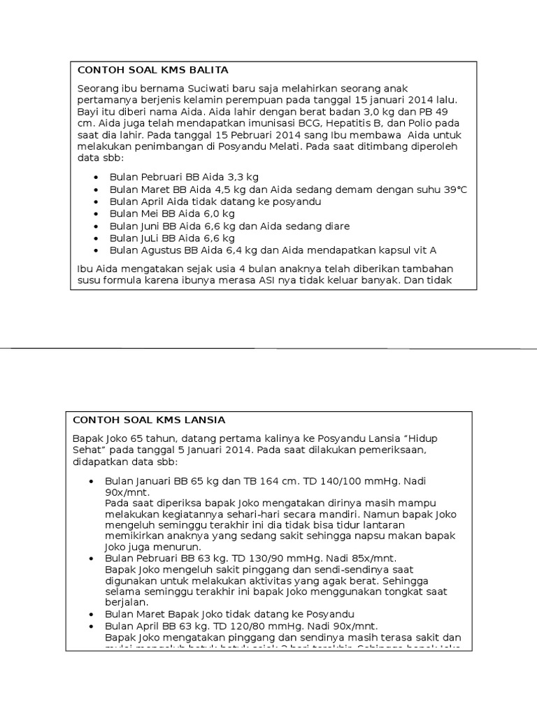 Contoh Soal Kms Balita | PDF