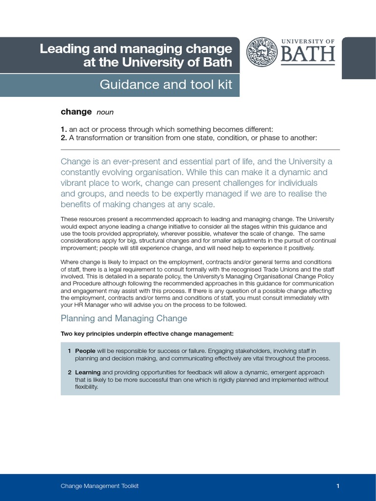 Change Management Toolkit Overview | PDF | Change Management | Project ...