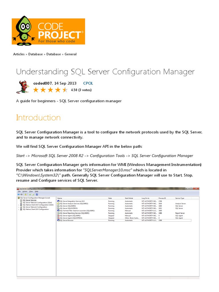 Understanding Sql Server Configuration Manager Codeproject Pdf Microsoft Sql Server