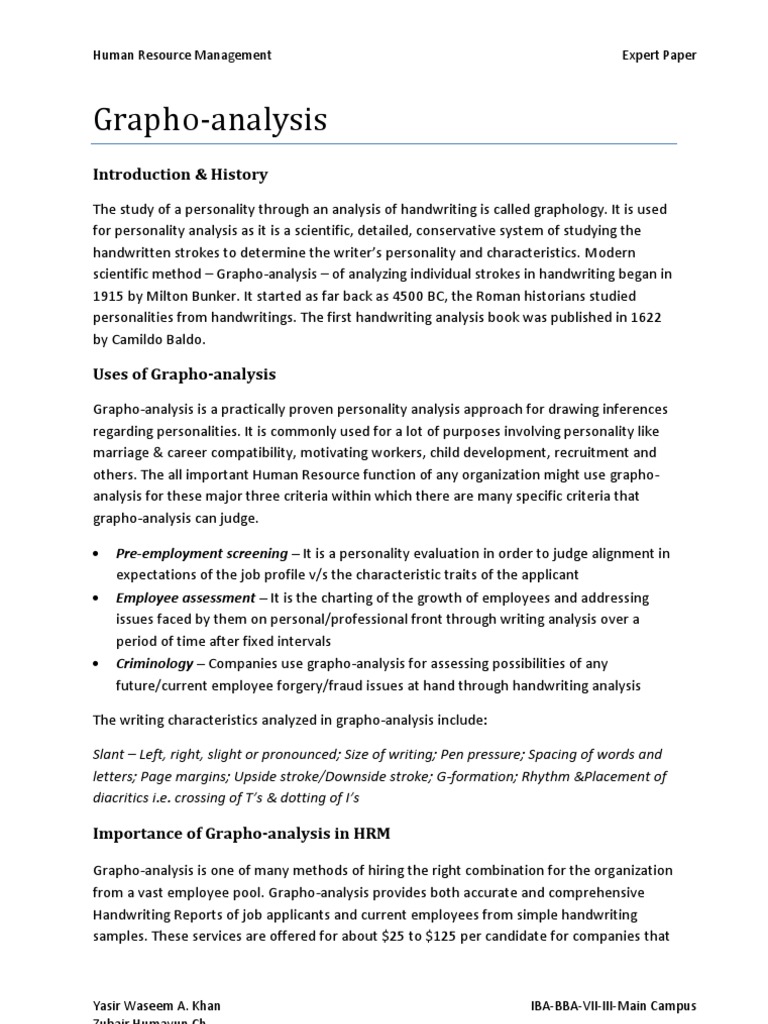 Human Resource Management-Graphoanalysis | PDF | Graphology | Cognitive ...