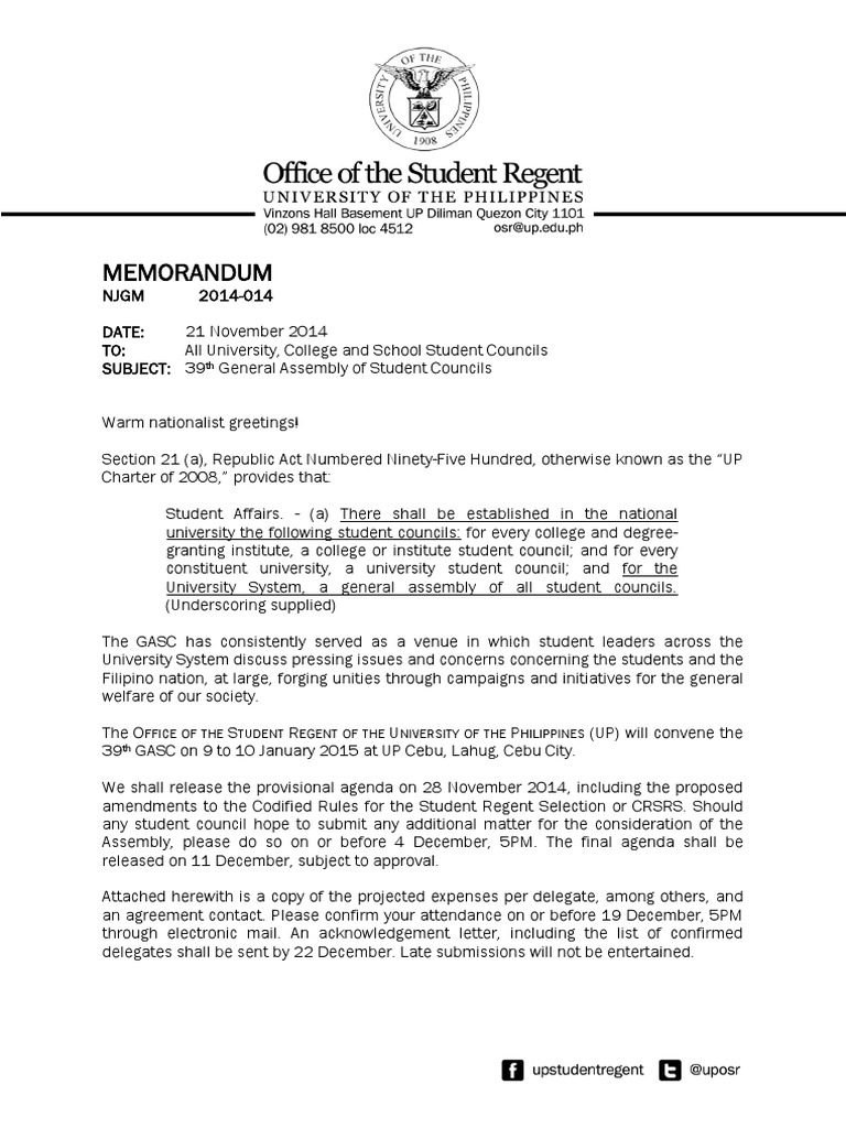 NJGM Memo 2014-014 | United Nations General Assembly | Identity Document