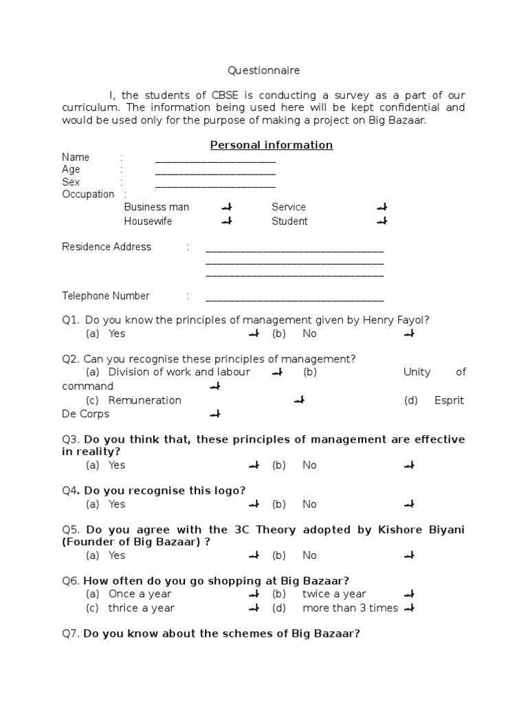 Questionnaire | Advertising | Business