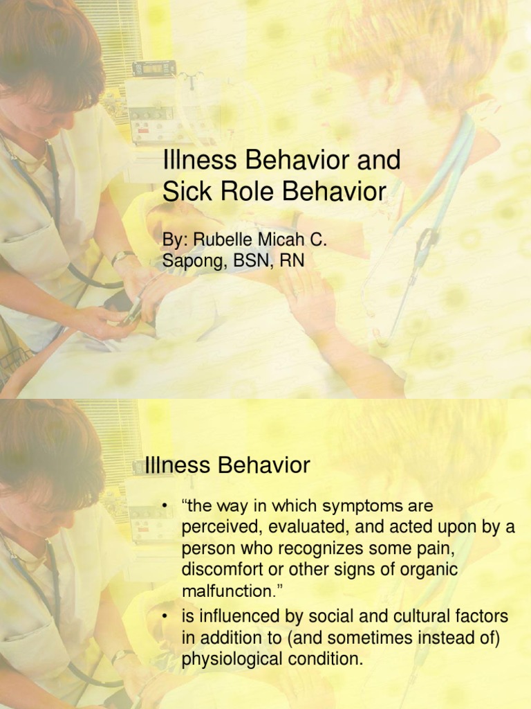 Stages of Illness and Sick Role Behavior | PDF | Perception | Deviance ...
