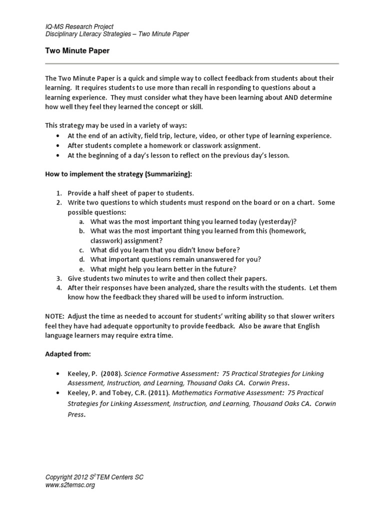 Two Minute Paper Strategy | PDF | Career & Growth | Art
