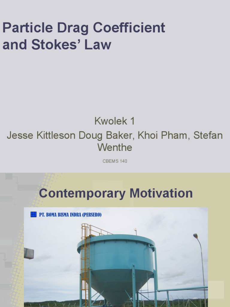 Particle Drag Coefficient and Stokes' Law | PDF | Reynolds Number ...
