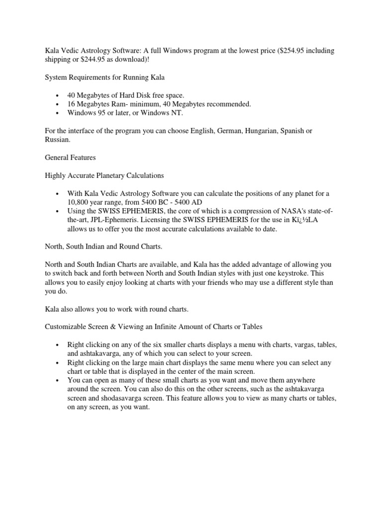 Kala Vedic Astrology Software Pdf Planets In Astrology Esoteric