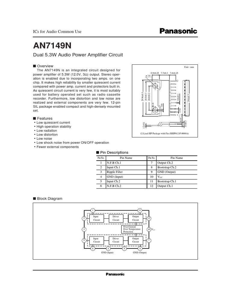 AN7149N Audio Power Amplifier Circuit | Amplifier | Distortion