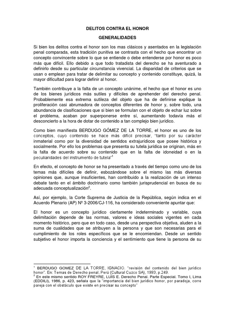 Delitos Contra El Honor | PDF | Derecho penal | Dignidad
