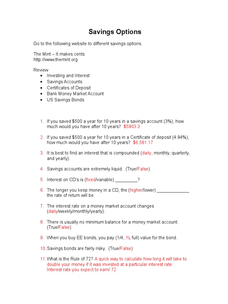 Savings Options | PDF