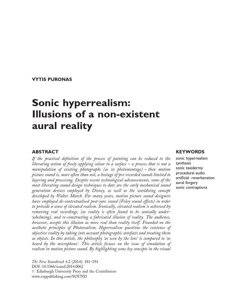 Sonic Hyperrealism: Illusions of A Non-Existent Aural Reality | PDF ...