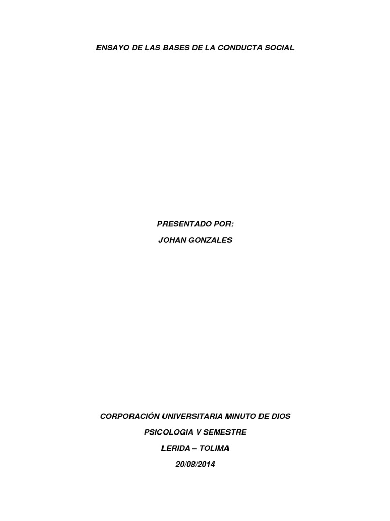 Ensayo de Las Bases de La Conducta Social - Johan Gonzales | PDF ...
