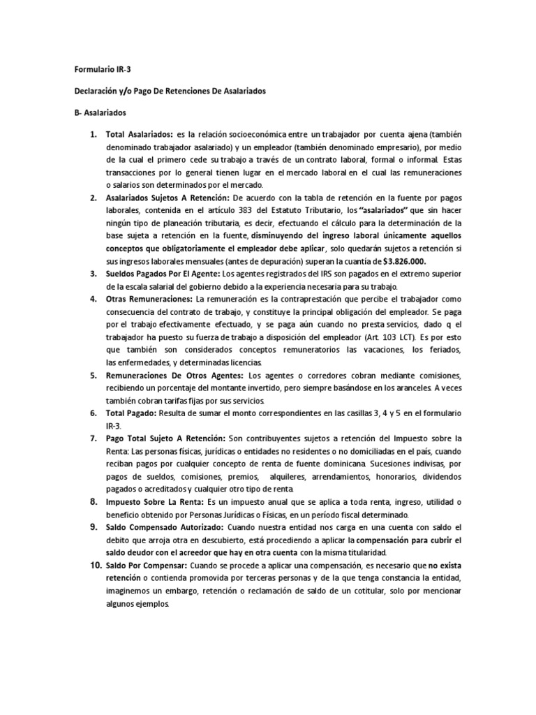 Formulario IR3 | PDF | Salario | Derecho laboral