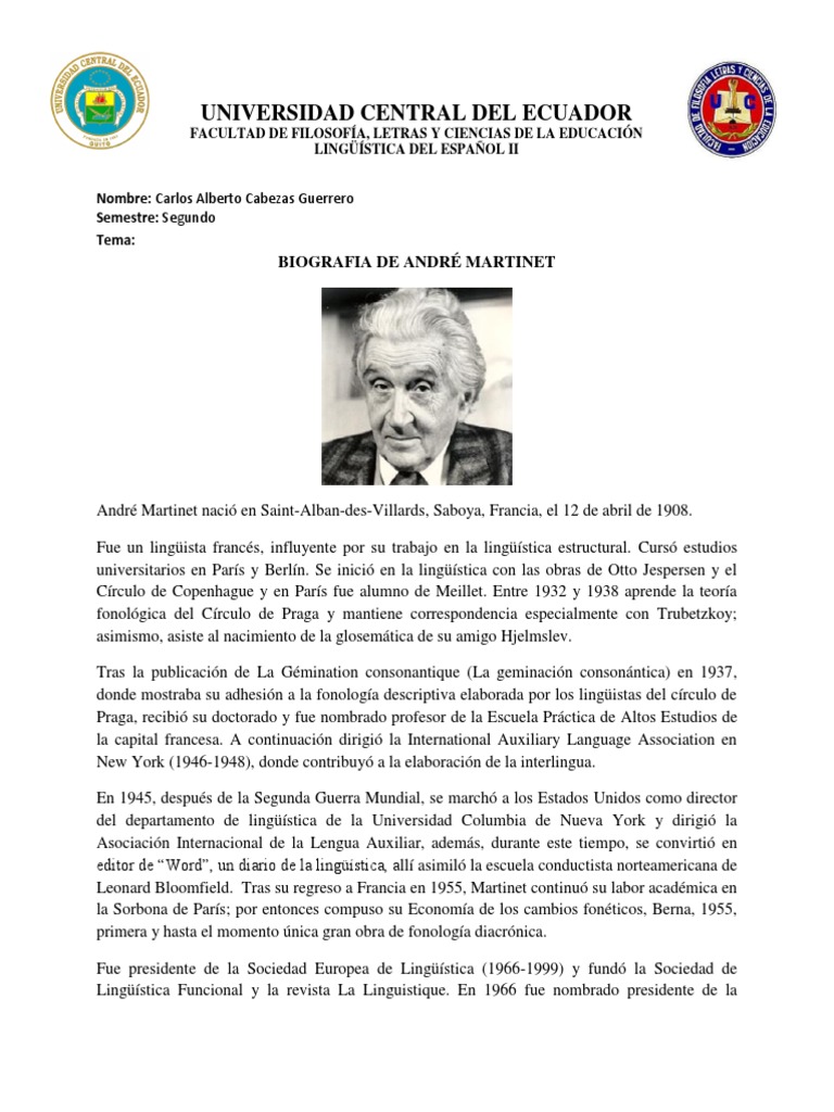 Biografia Andre Martinet | Descargar gratis PDF | Lingüística | Semiótica