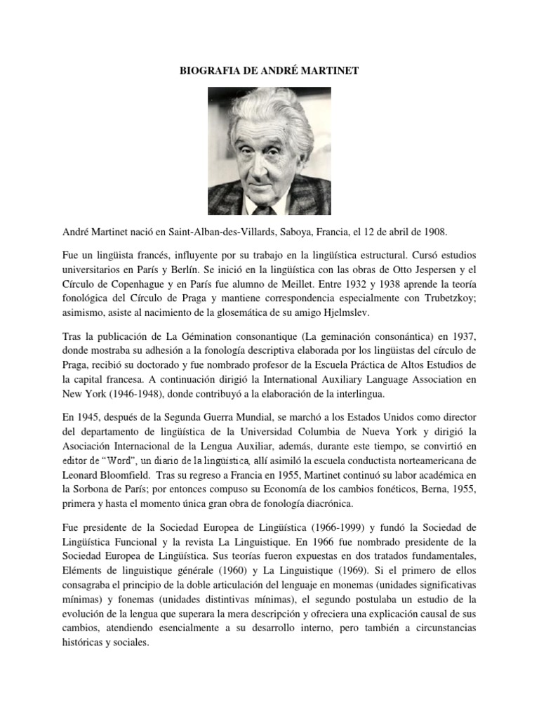 Biografia de André Martinet | PDF | Lingüística | Semiótica