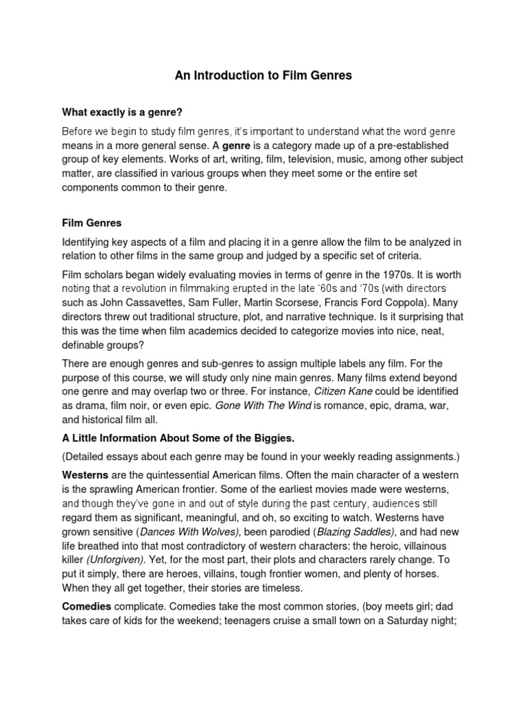 An Introduction To Film Genres | PDF | Genre | Film Noir