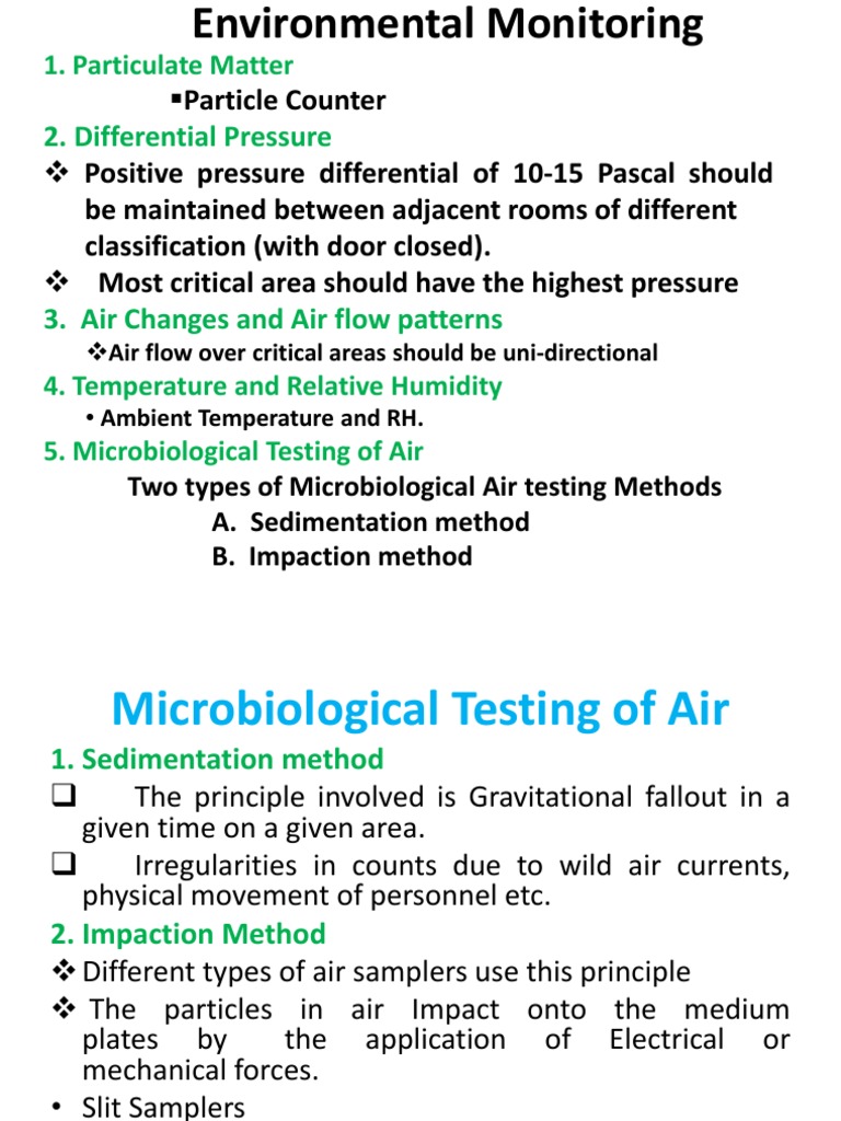Environmental Monitoring | PDF | Filtration | Growth Medium