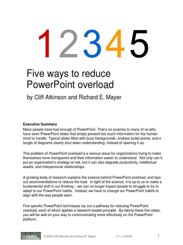 Five Ways To Reduce PowerPoint Overload | PDF