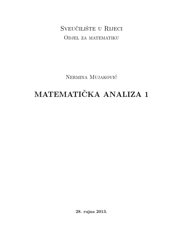 Matematicka Analiza 1 | PDF