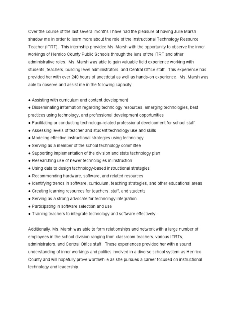 Saunders - Marsh Internship Letter | PDF