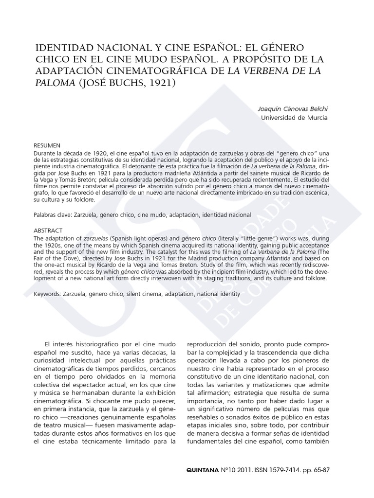 Genero Chico en El Cine Español | PDF | Teatro musical | Película muda