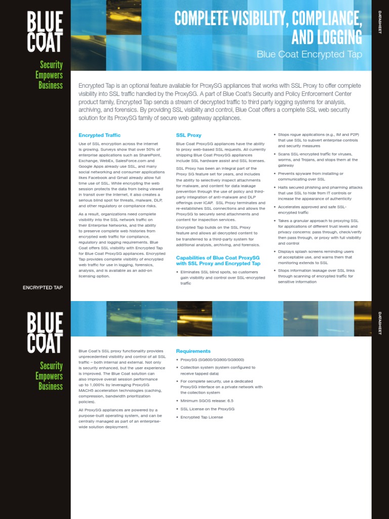 Bcs Ds BlueCoat Encrypted TAP en v1d | PDF | Transport Layer Security ...