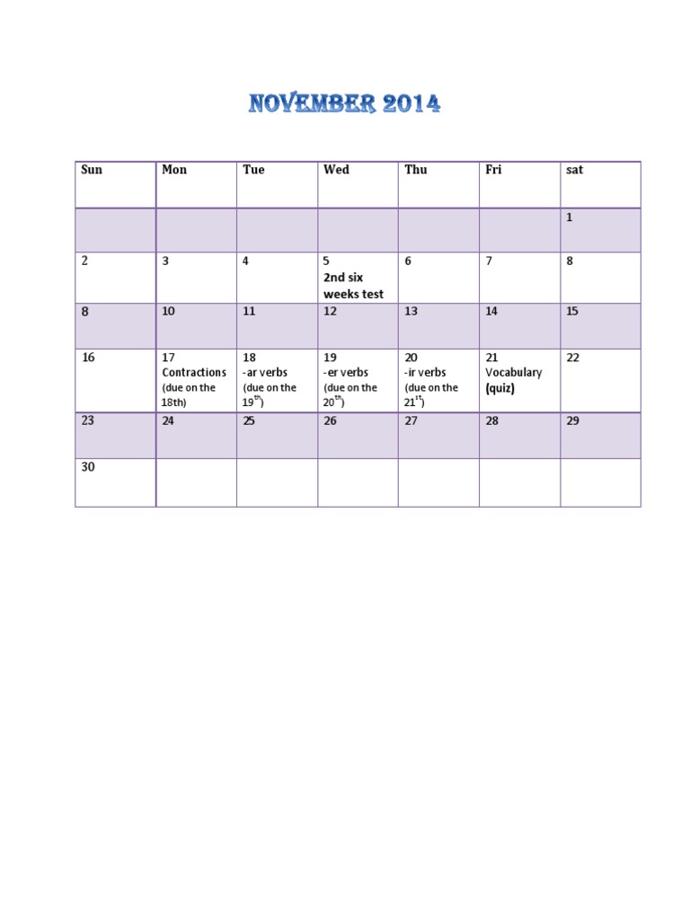 Student Assignment Calendar | PDF