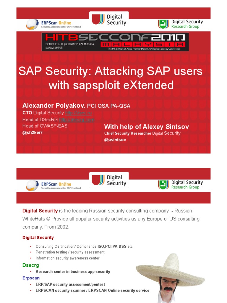 Alexander Polyakov - Attacking SAP Users With Sapsploit Extended | PDF | Transport Layer ...