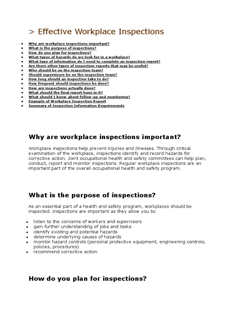Effective Workplace Inspections | PDF