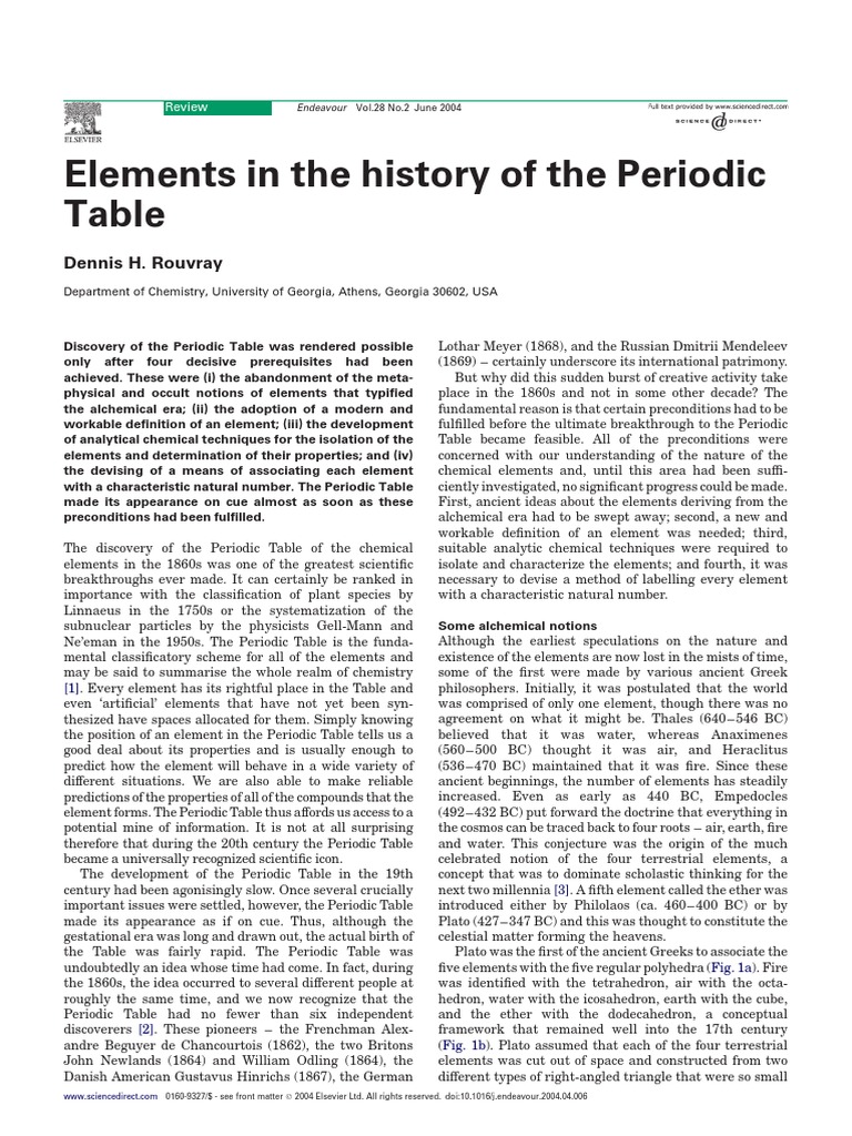 History of the Periodic Table | PDF | Periodic Table | Chemical Elements