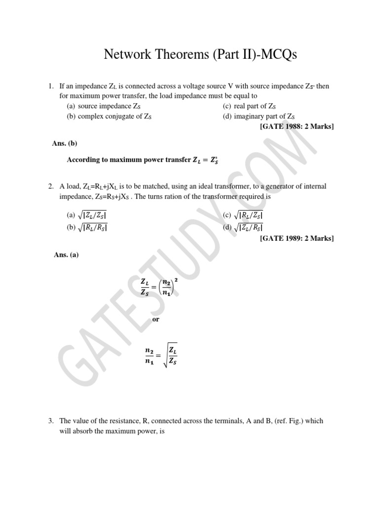 Network Theorems Part II | PDF | Electrical Impedance | Physical Quantities