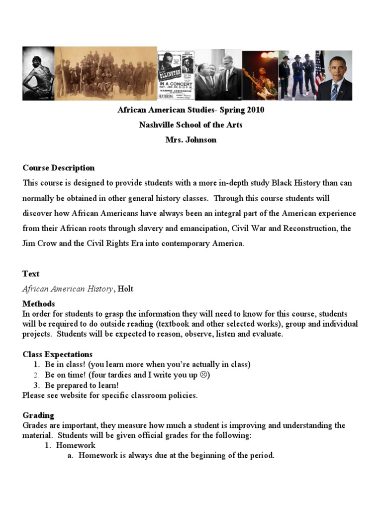 African American History Syllabus | Download Free PDF | The United ...