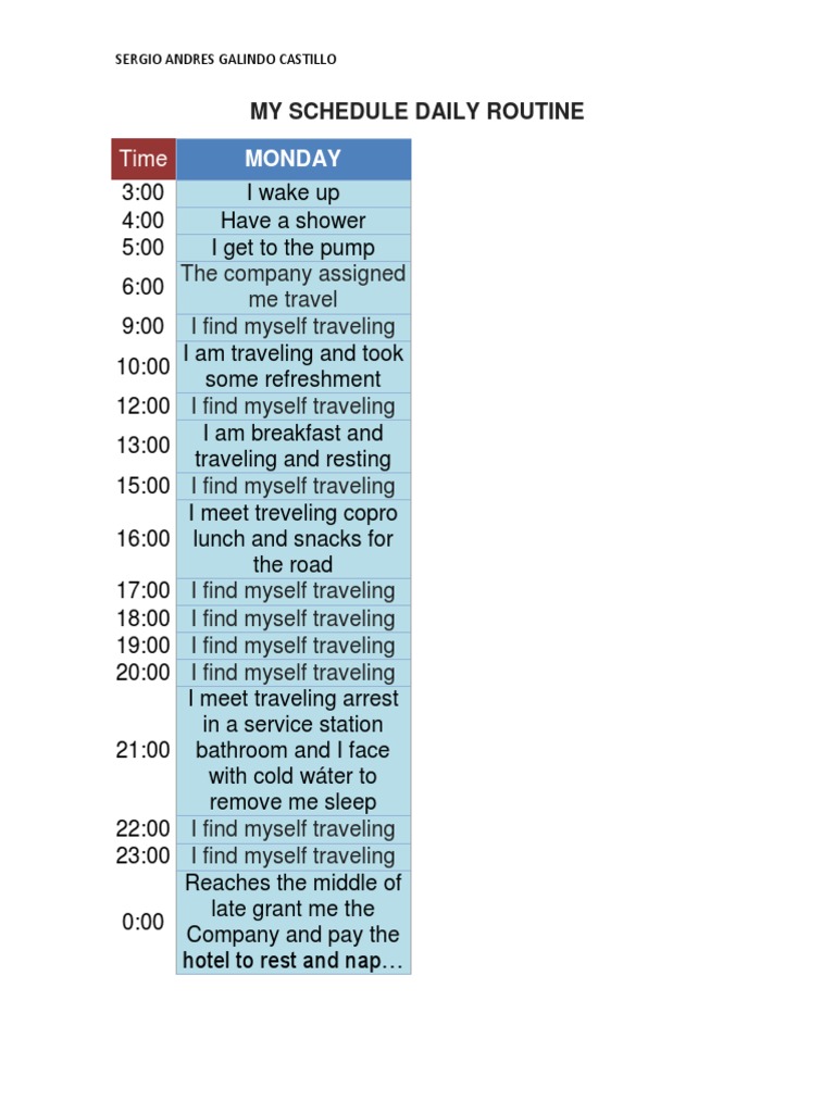 My Schedule Daily Routine | PDF