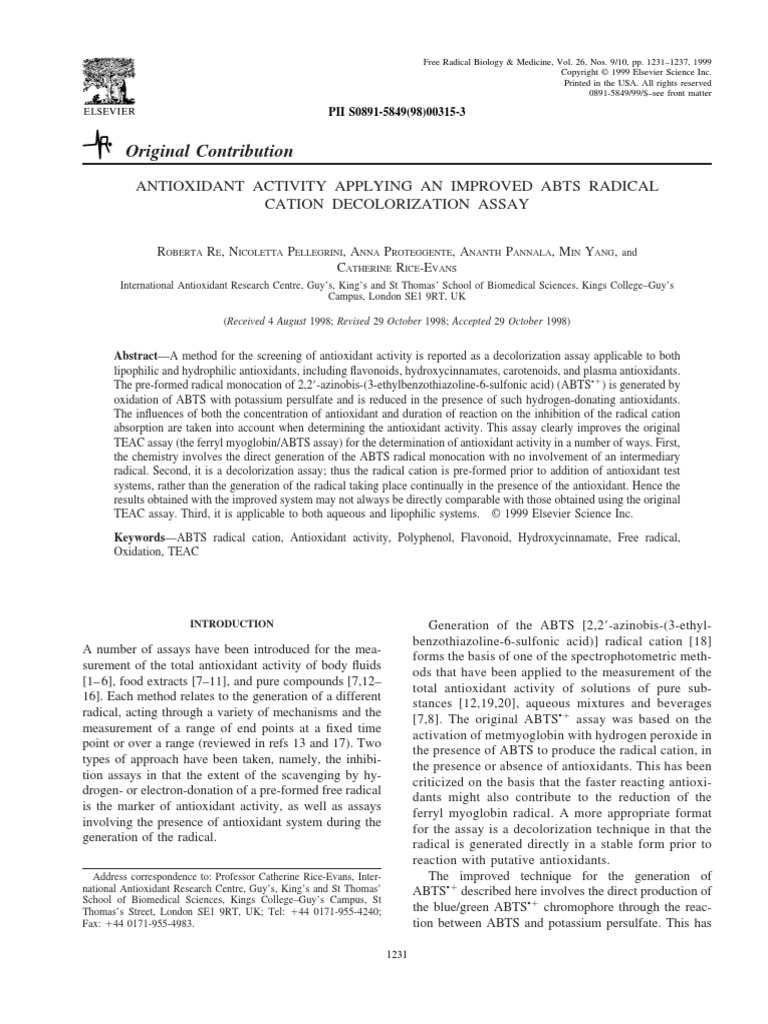 Abts Assay | PDF | Antioxidant | Polyphenol