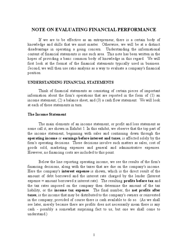 Teaching Note On Financial Statements | PDF | Equity (Finance) | Expense