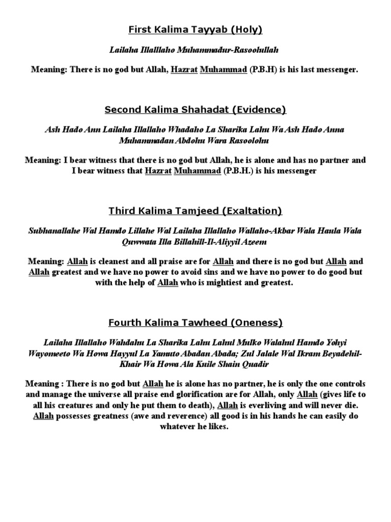First Kalima Tayyab | PDF | Allah | Sin