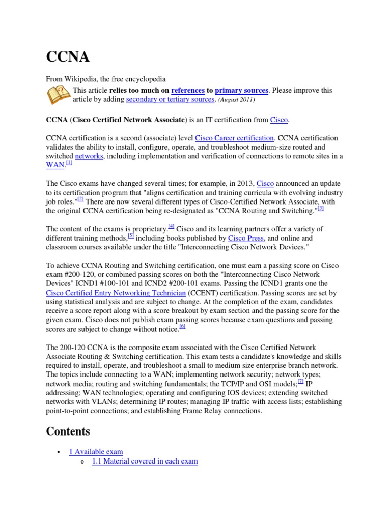 CCNA | PDF | Cisco Certifications | Telecommunications