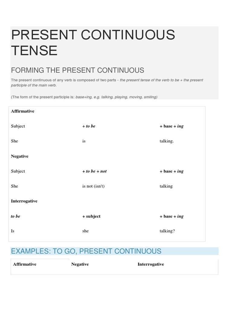 Forming The Present Continuous Tense | PDF | Perception | Onomastics