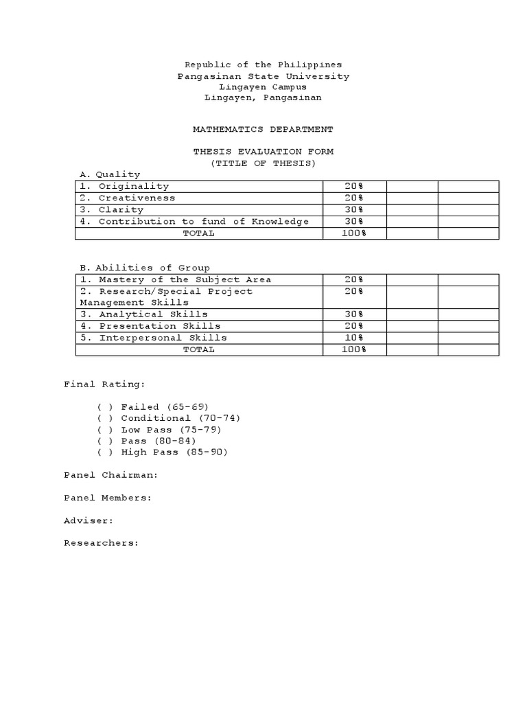 Thesis Evaluation Form Guide | PDF | Career & Growth | Computers