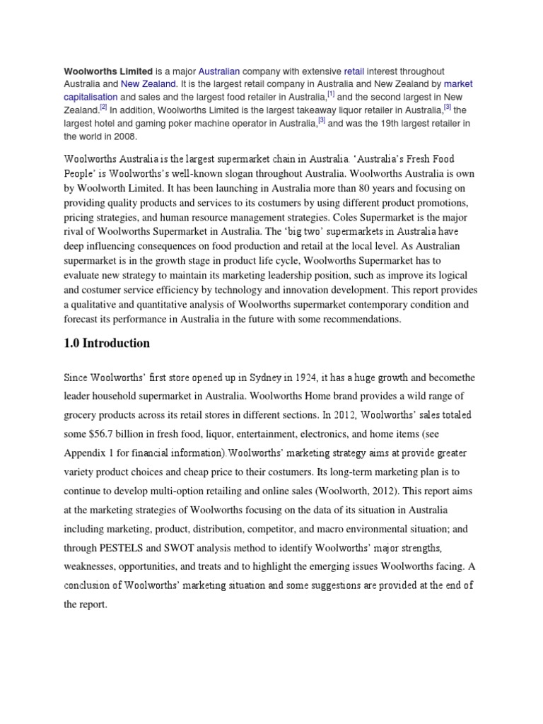 Woolworths Limited | PDF | Retail | Strategic Management
