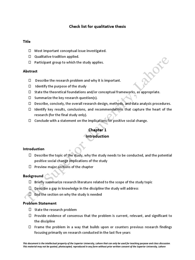 Checklist For Thesis Quantitative and Qualitative | PDF | Validity ...