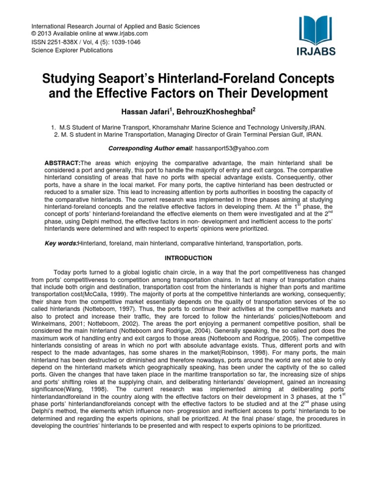Foreland and Hinterland | PDF | Containerization | Port