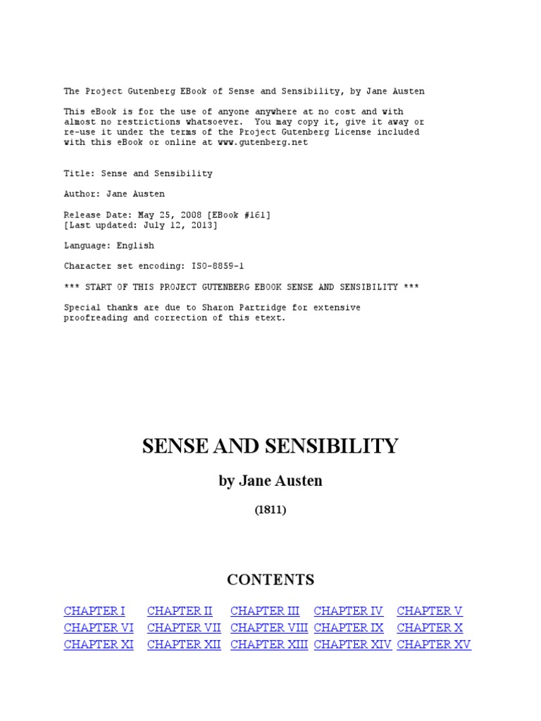 Sense and Sensibility: by Jane Austen | PDF | Elinor Dashwood