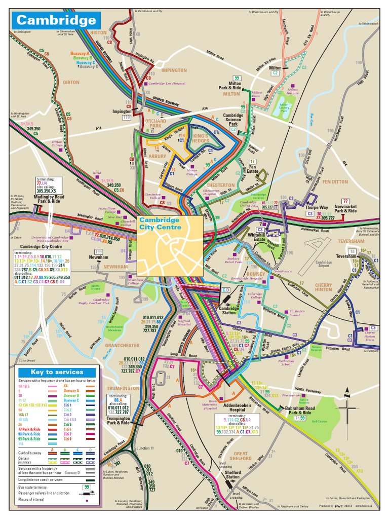 Cambridge City Bus Map | PDF | Cambridge | Bus Transport