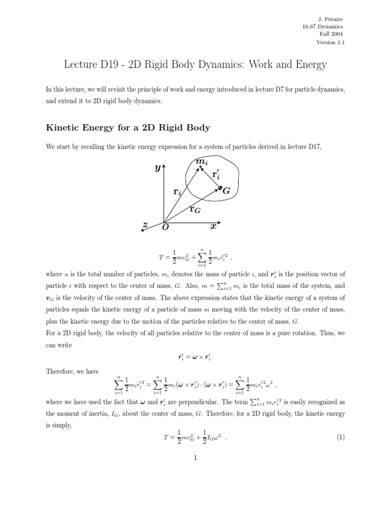 2D Rigid Body Dynamics Work and Energy | Kinetic Energy | Force
