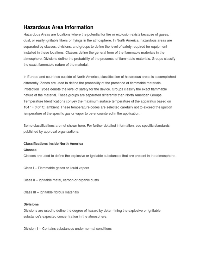 Hazardous Area Information | PDF | Flammability | Chemistry